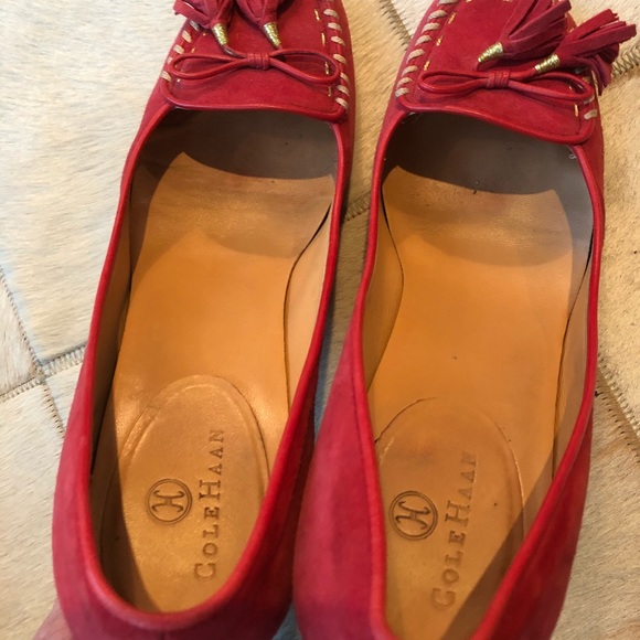 Cole Haan | Shoes | Cole Haan Suede Red Moccasin Pump | Poshmark